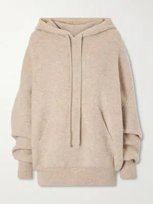 Rick Owens Hun' Alpaca And Wool-blend Hoodie - Neutrals