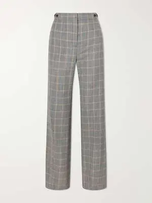 Stella McCartney Checked Wool Straight-leg Pants - Gray