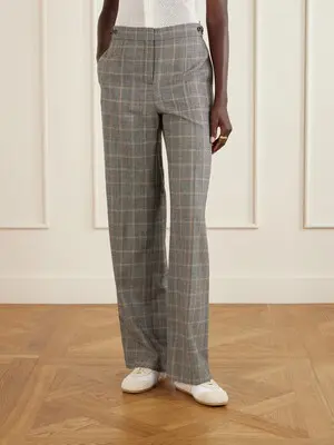 Stella McCartney Checked Wool Straight-leg Pants - Gray