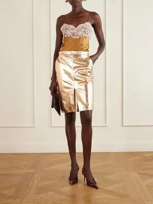 Saint Laurent Lace-trimmed Silk-satin Camisole