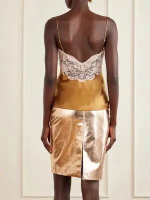 Saint Laurent Lace-trimmed Silk-satin Camisole