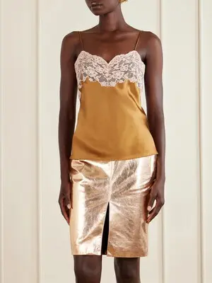 Saint Laurent Lace-trimmed Silk-satin Camisole