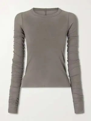 Rick Owens Frayed Ribbed Jersey T-shirt - Gray