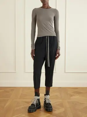 Rick Owens Frayed Ribbed Jersey T-shirt - Gray