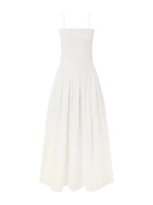 Matteau Shirred Organic Cotton Midi Dress - White