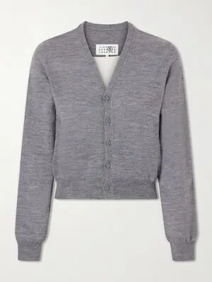 MAISON MARGIELA V-neck Wool-blend Cardigan - Gray