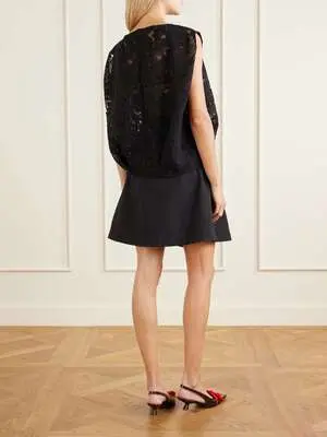 Simone Rocha Cropped Floral-embroidered Lace Blouse