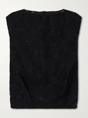 Simone Rocha Floral-embroidered Lace Cropped Blouse - Black