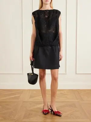 Simone Rocha Cropped Floral-embroidered Lace Blouse