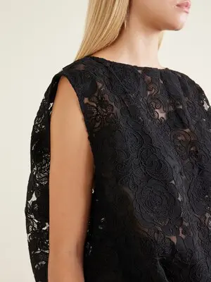 Simone Rocha Cropped Floral-embroidered Lace Blouse