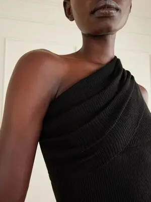 Rick Owens Athena One-shoulder Ribbed-knit Wool Top