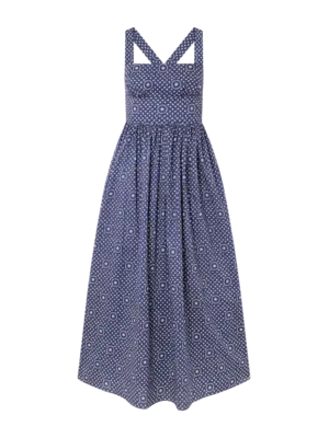 Matteau Matteau Gathered Printed Organic Cotton Midi Dress Blue