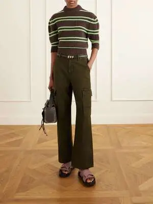 Marni Cropped Striped Open-knit Cashmere Sweater