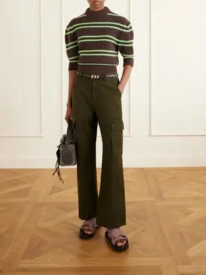 Marni Cropped Striped Open-knit Cashmere Sweater
