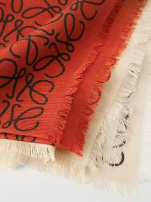 Loewe Anagram-intarsia Wool, Silk And Cashmere-blend Scarf