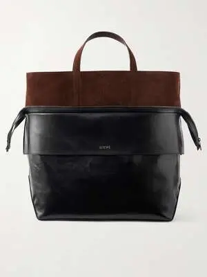 Loewe Switch Large Suede-trimmed Crinkled Leather Tote