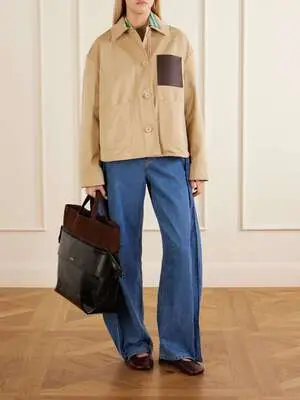 Loewe Switch Large Suede-trimmed Crinkled Leather Tote