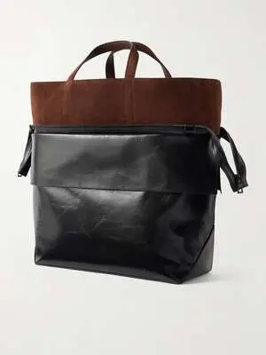 Loewe Switch Large Suede-trimmed Crinkled Leather Tote