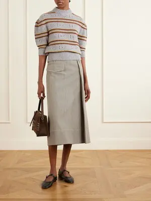 Marni Cropped Striped Open-knit Cashmere Sweater