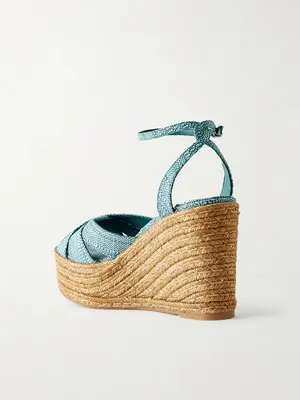 JIMMY CHOO Korra 100 Raffia Platform Wedge Sandals