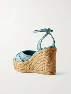 JIMMY CHOO Korra 100 Raffia Platform Wedge Sandals