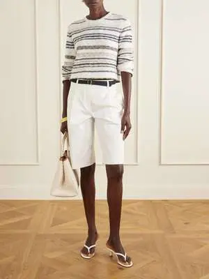 JAMES PERSE Striped Knitted Cotton-blend Sweater