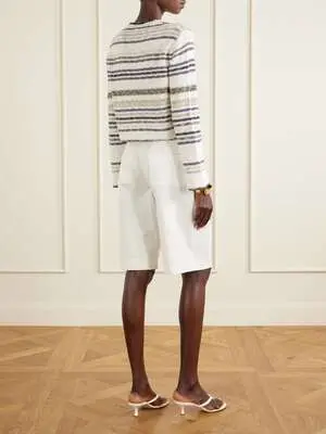 JAMES PERSE Striped Knitted Cotton-blend Sweater