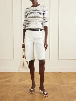 JAMES PERSE Striped Knitted Cotton-blend Sweater