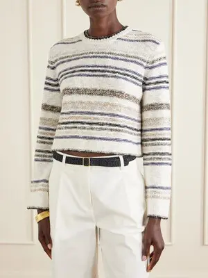 JAMES PERSE Striped Knitted Cotton-blend Sweater