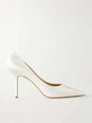 JIMMY CHOO Love 85 Satin Pumps - White