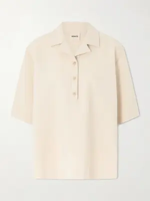 Khaite Loucin Naia-blend Crepe Polo Shirt