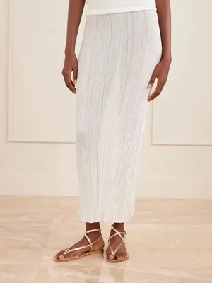 HAIGHT. Ivana Ribbed Knit Maxi Skirt - Neutrals