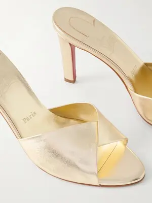 CHRISTIAN LOUBOUTIN Metallic Leather Fanny 85 Sandals - Gold