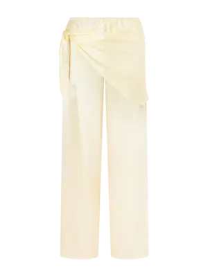 DÔEN Lavona Tie-detailed Silk-satin Wide-leg Pants - Yellow