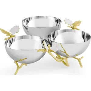 Michael Aram Butterfly Ginkgo Triple Bowl - Silver Multi