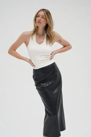 Lna Jules Double Layer Ribbed Halter Top - Ivory