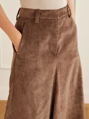 Brunello Cucinelli Embellished Corduroy Midi Skirt