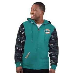 STARTER Miami Dolphins Vintage Logo Full-zip Hoodie - Aqua
