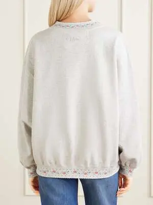 Chloé Logo-embroidered Scalloped Cotton-jersey Sweatshirt