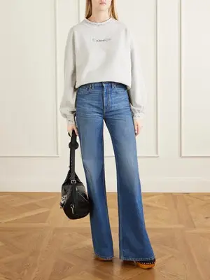 Chloé Logo Embroidered Scalloped Cotton-jersey Sweatshirt
