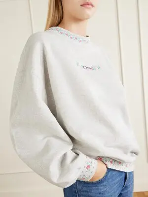 Chloé Logo Embroidered Scalloped Cotton-jersey Sweatshirt