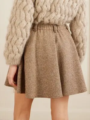 Brunello Cucinelli Pleated Wool-blend Tweed Mini Skirt