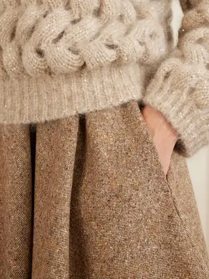 Brunello Cucinelli Pleated Wool-blend Tweed Mini Skirt