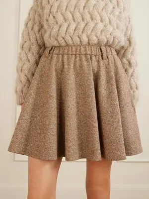 Brunello Cucinelli Pleated Wool-blend Tweed Mini Skirt