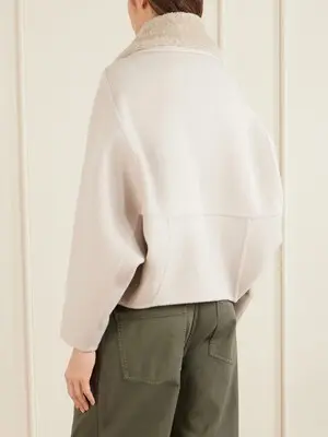 Brunello Cucinelli Shearling-trimmed Cropped Wool And Cashmere-blend Jacket