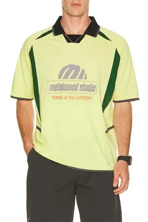 METALWOOD STUDIO King Of The Greens Jersey Polo In Yellow - Flash