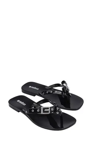 Melissa Harmonic Flip Flop With Buckle Detailing - Black