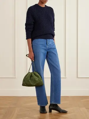 Bottega Veneta Intrecciato Suede Shoulder Bag - Green