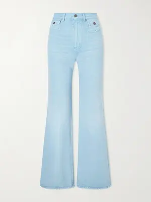 Chloé Mid-rise Embroidered Wide-leg Jeans - Blue