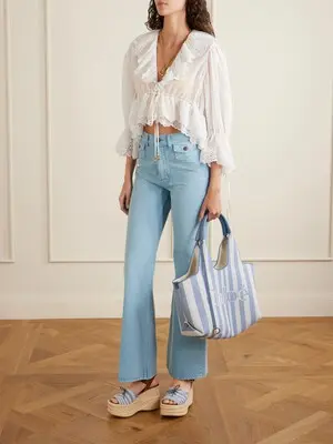 Chloé Mid-rise Embroidered Wide-leg Jeans
